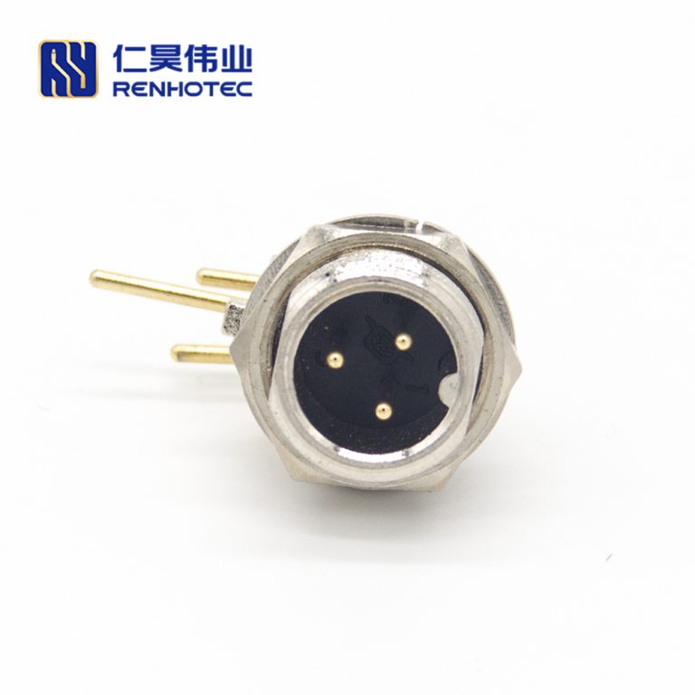 GX12 Right Angled PCB Panel Mount Socket Connector - Renhotec Pro