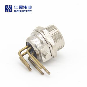 GX12 Right Angled PCB Panel Mount Socket Connector - Renhotec Pro