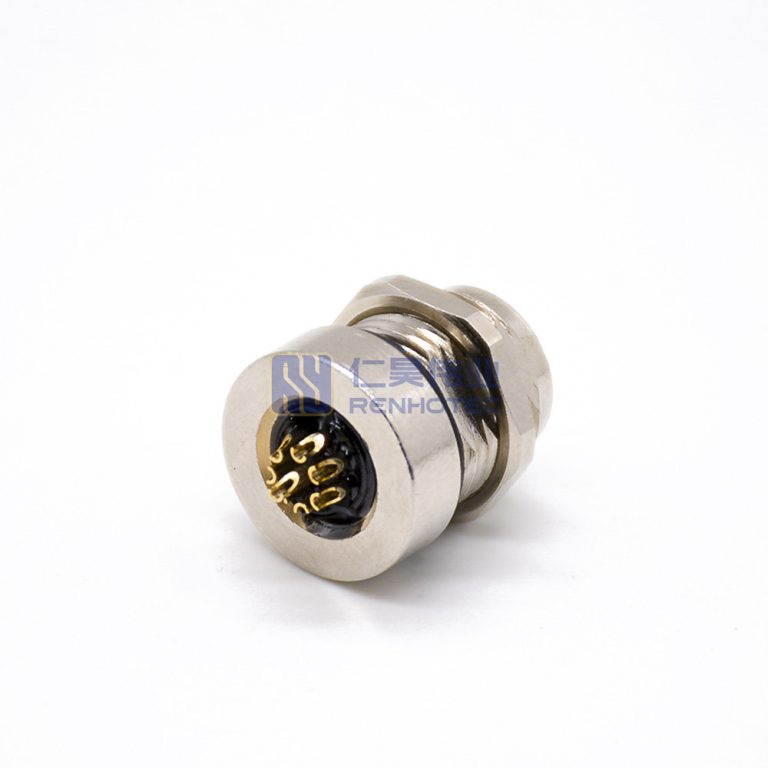 M8 Female Straight Solder PCB Front Fastened Connector Pinout (M10×0.75 ...