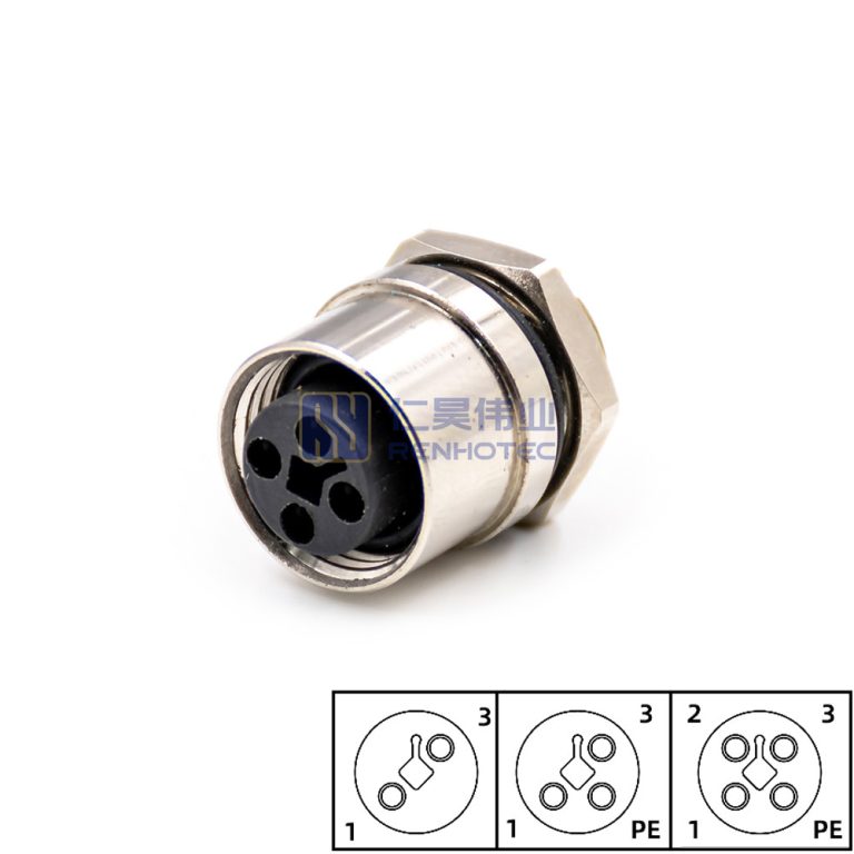 M12 T Coded Front Panel Mount Connector