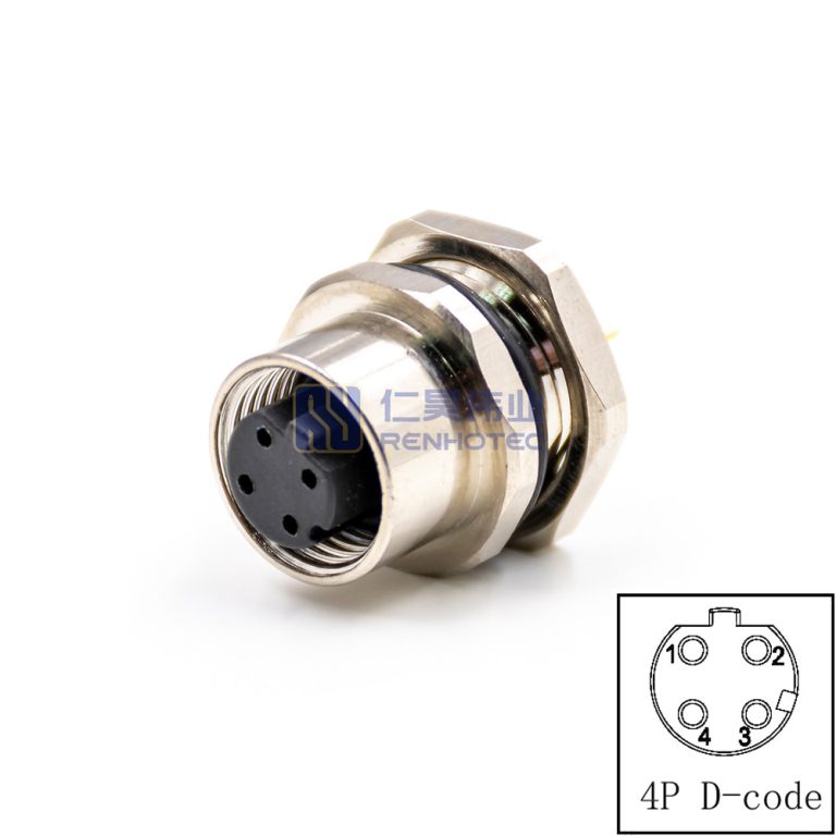 M12 D Coded Straight PCB Mount Connector